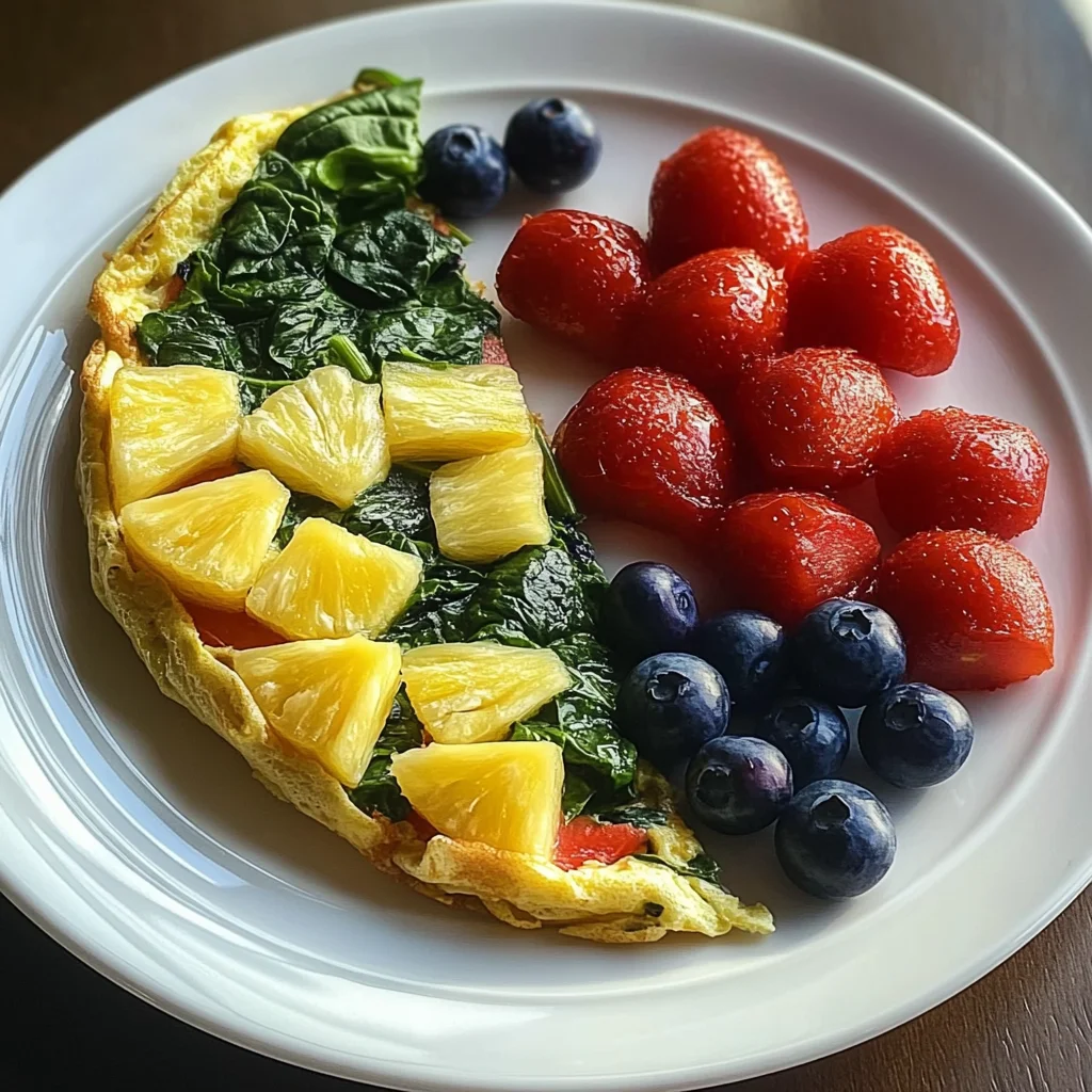 Garden Veggie Omelet with Fresh Fruit - Cooking With Lola