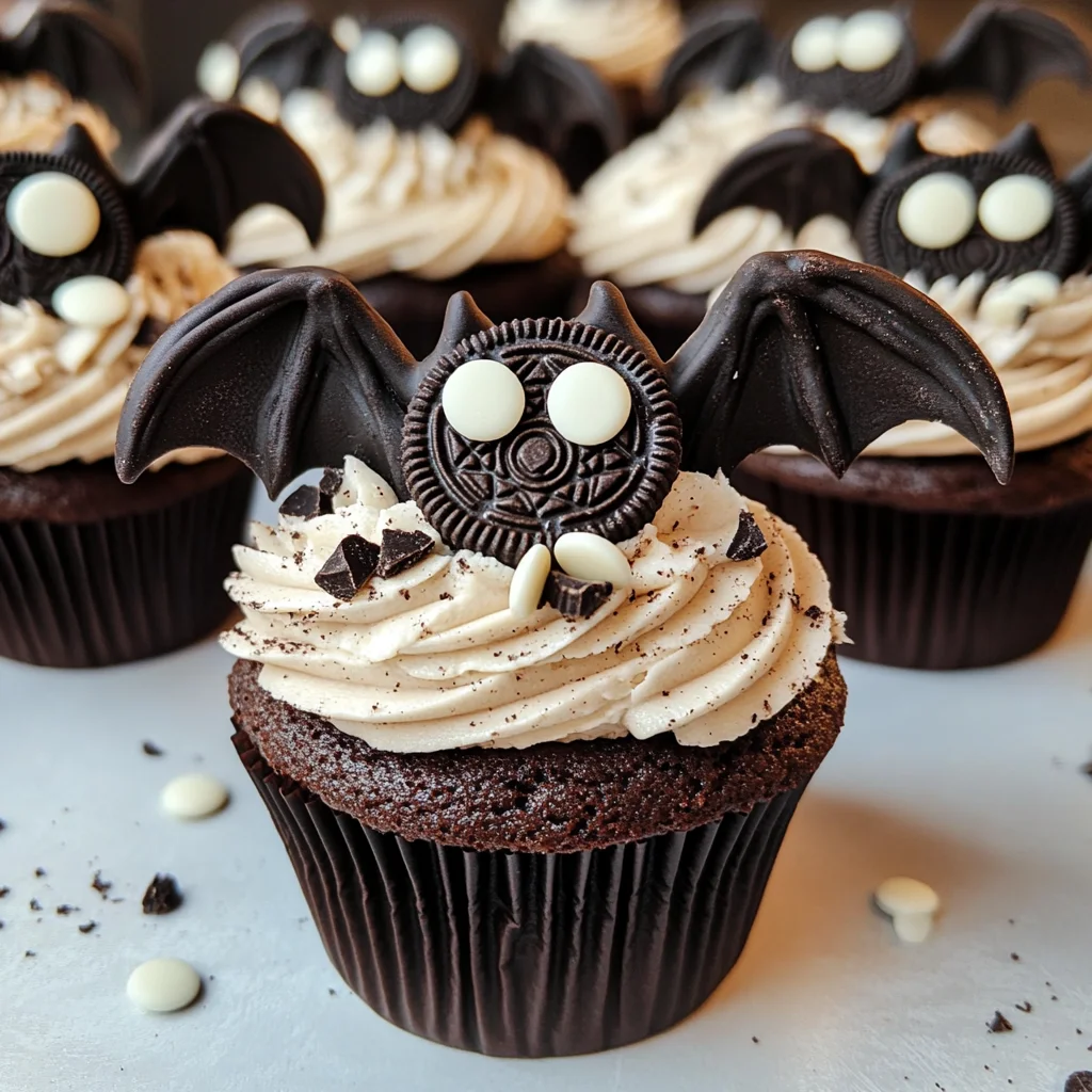 Vegan Oreo Bat Cupcakes - Cooking With Lola